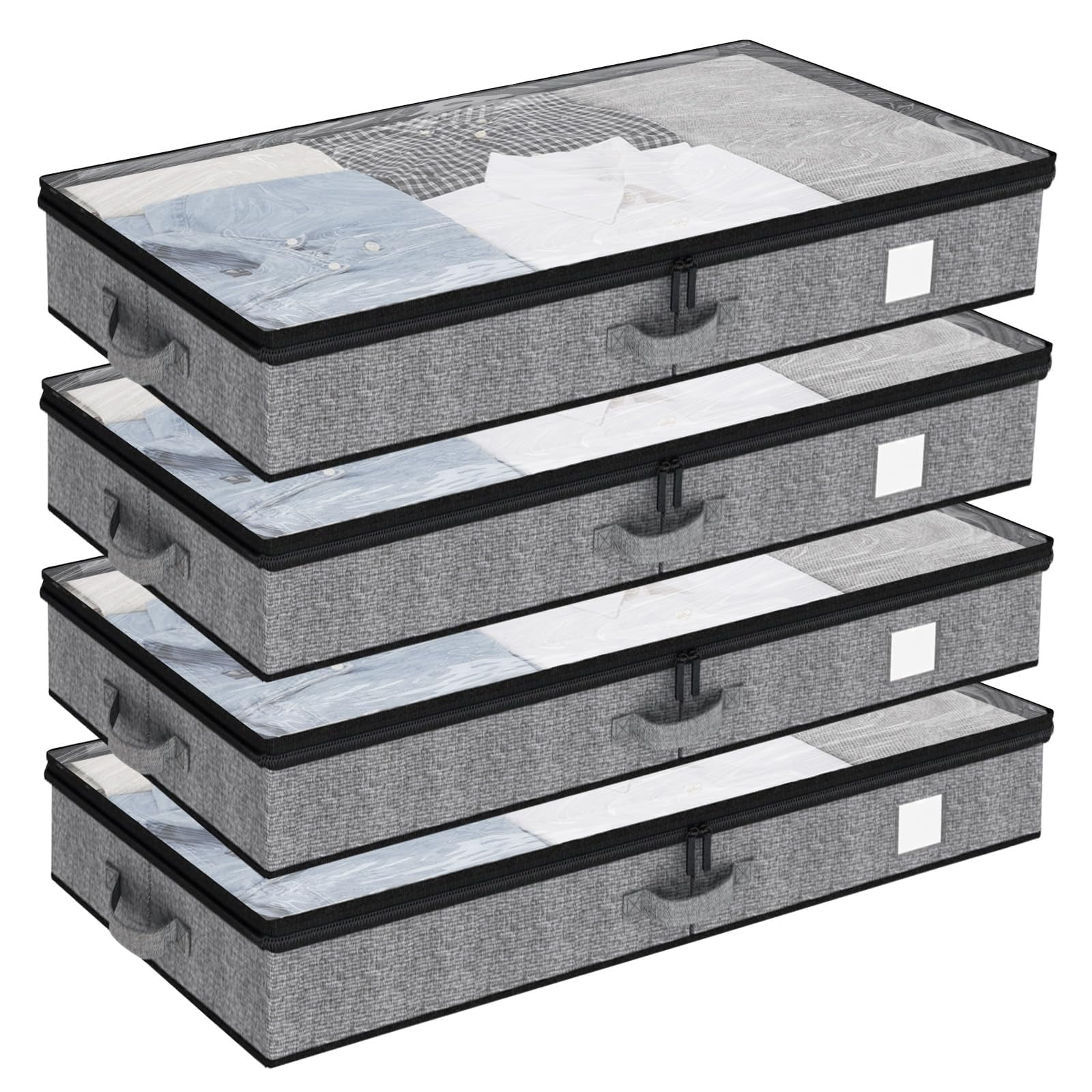 Underbed storage containers, 4 pack low profile under bed organizer ...