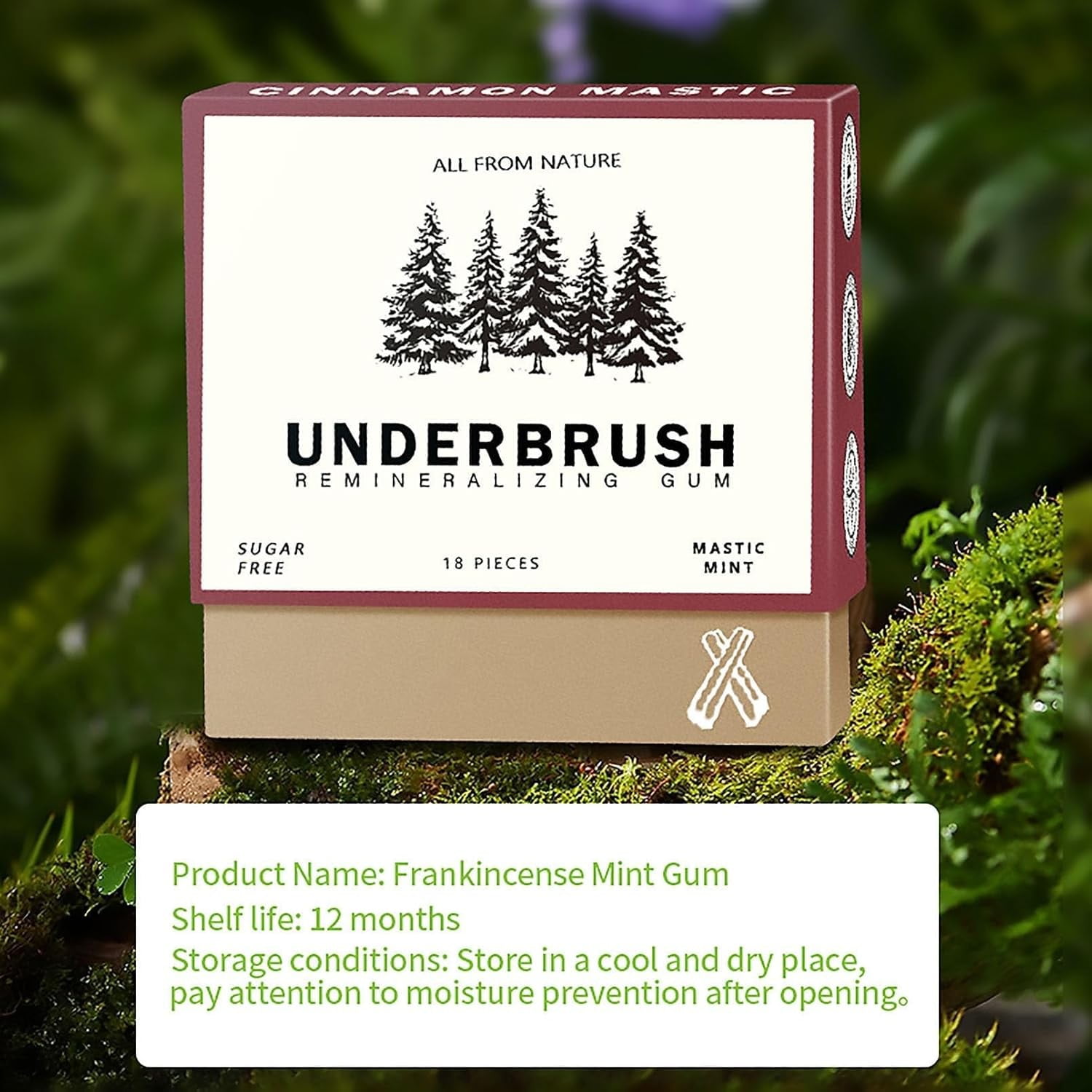 Underbrush Remineralizing Chewing Gum, 2025 NEW Organic Natural Mastic Mint Underbrush Gum Sugar ...