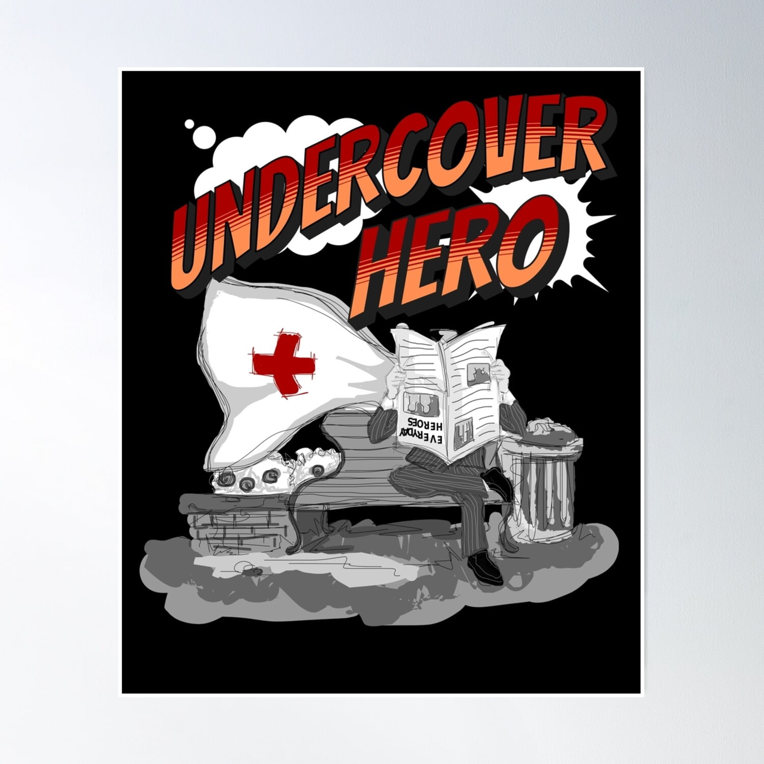 Undercover Hero Poster Wall Art, Modern Wall Decor, 12x18 UNFRAMED ...
