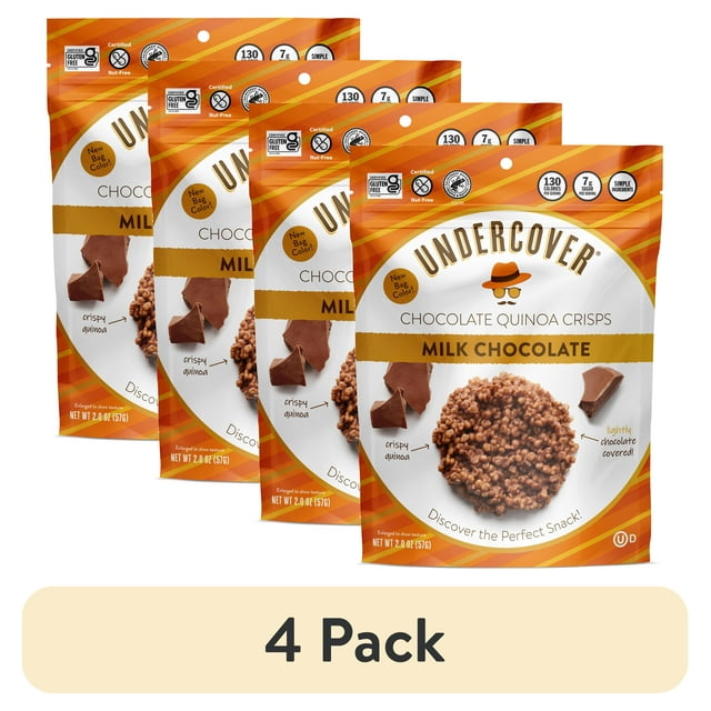 (4 pack) Undercover Snacks - Crispy Quinoa Milk Chocolate Snack, 2 oz ...