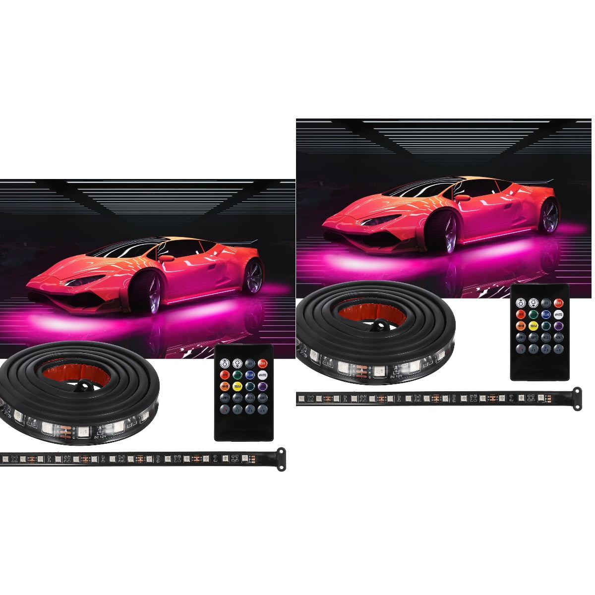 Underglow Car Lights Kit, 2 Sets Waterproof Car Led Interior Strip ...