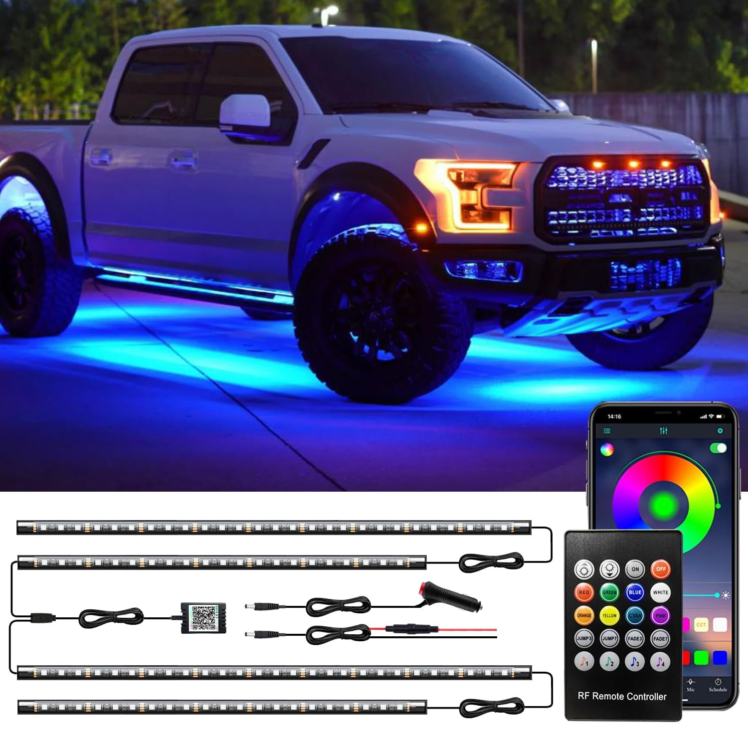 Underglow Kit for Car, Car Led BSL1 Underglow Lights with App and ...