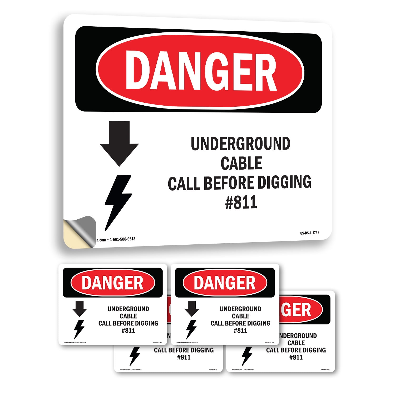Underground Cable Call Before Digging #811 OSHA Danger Vinyl Decal ...