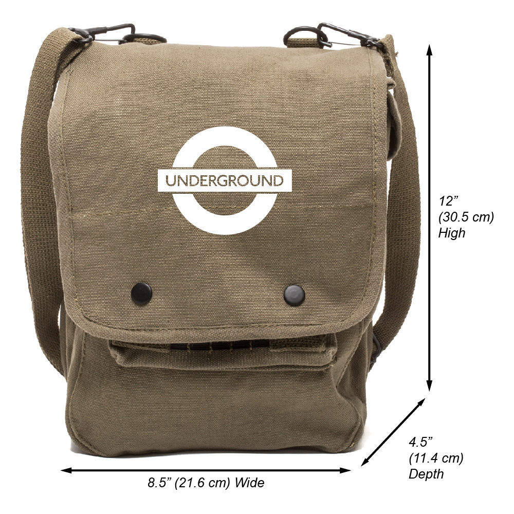 Underground Decal Canvas Crossbody Travel Map Bag Case, Olive & White ...