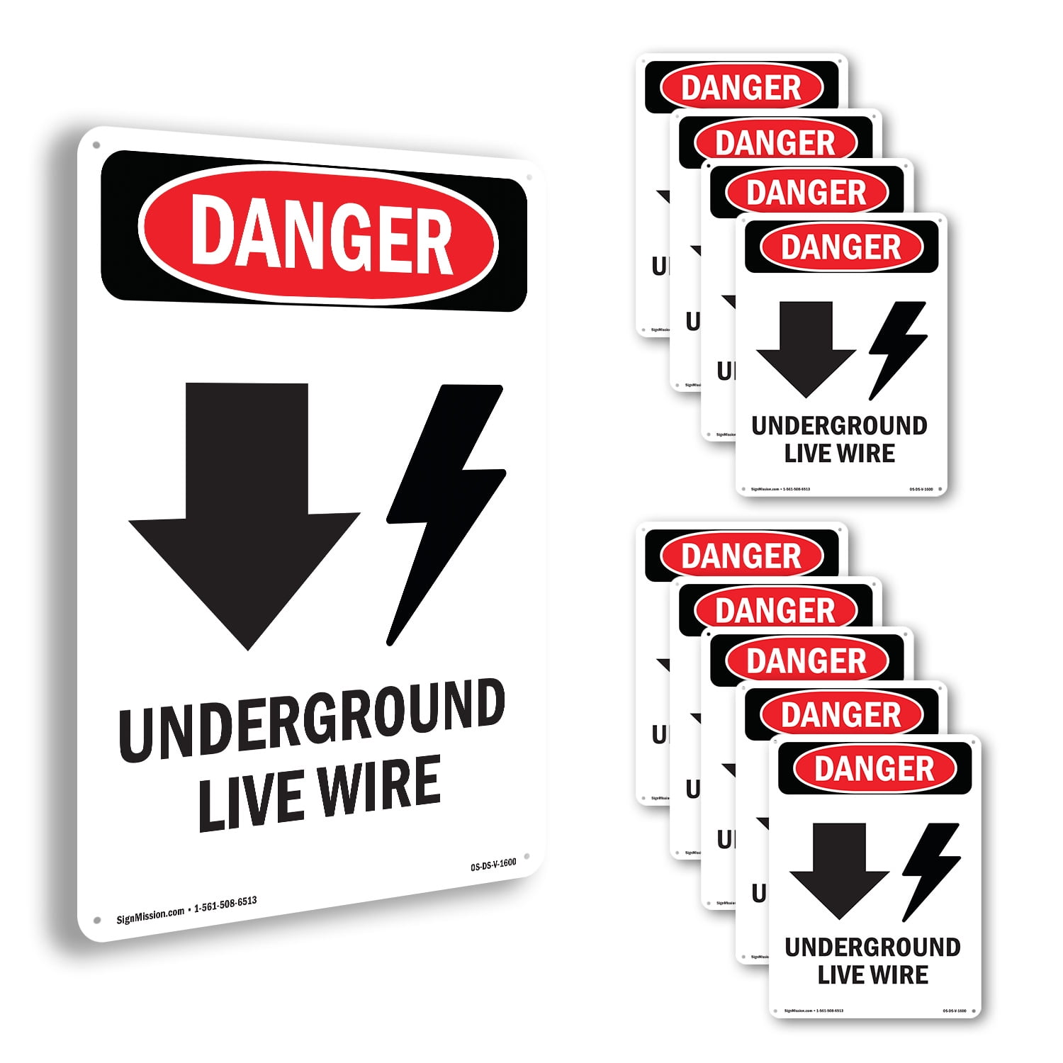 Underground Live Wire OSHA Danger Aluminum Sign 10 Inch x 7 Inch - 10 ...