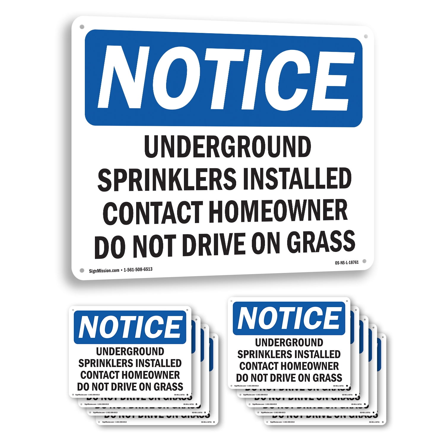 Underground Sprinklers Installed Contact OSHA Notice Rigid Plastic Sign ...