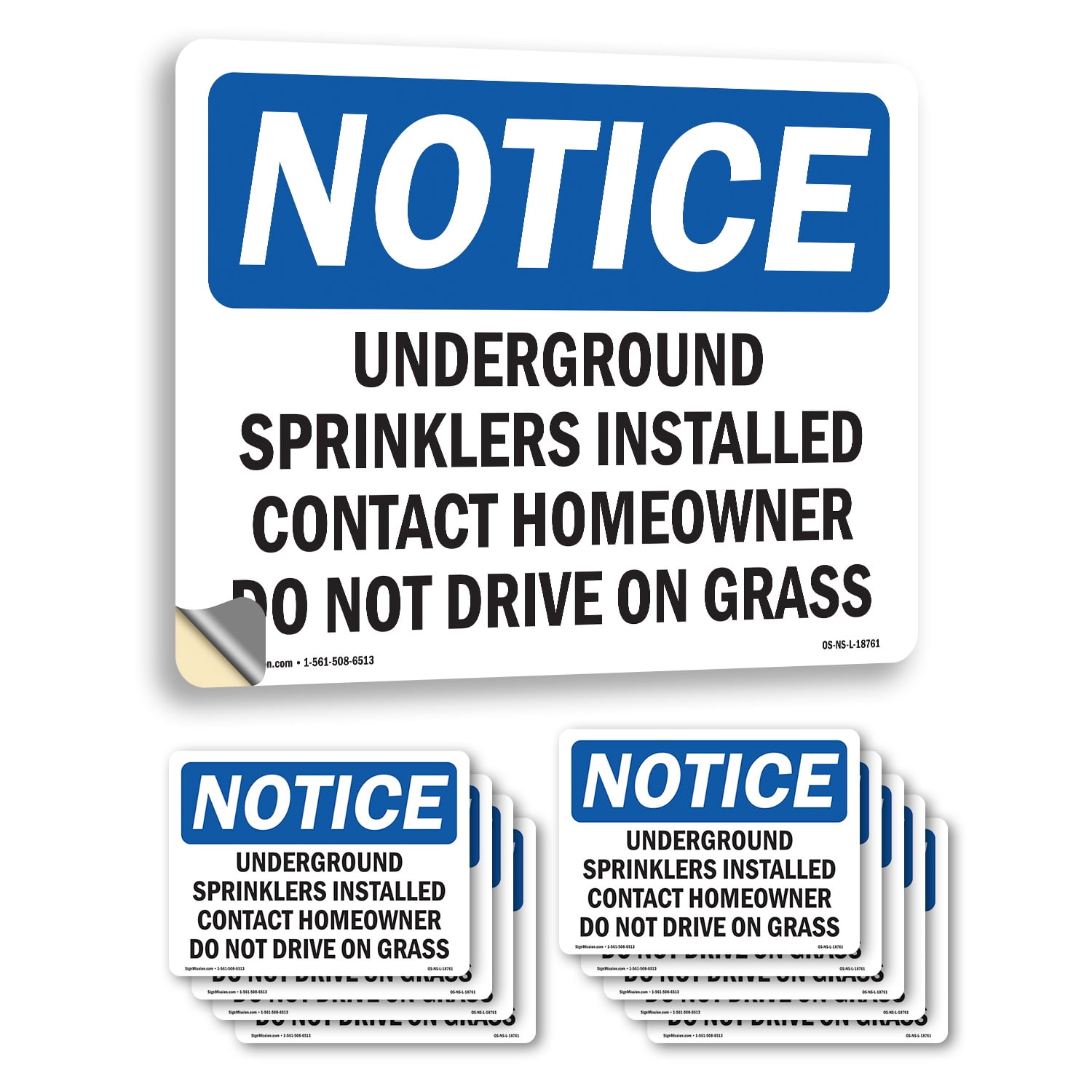 Underground Sprinklers Installed Contact OSHA Notice Vinyl Decal Label ...