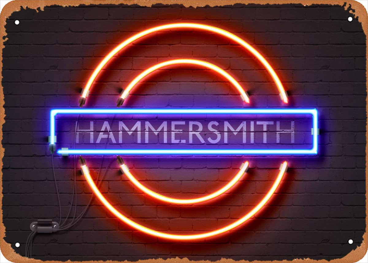 Underground Stations Hammersmith neon sign Poster Retro Vintage ...