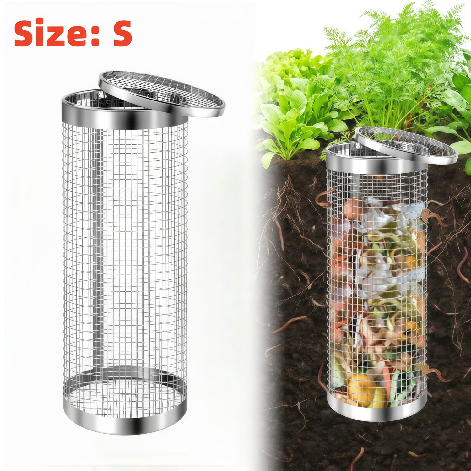Underground Worm Composting Bin, Metal Compost Bin for Recycling ...