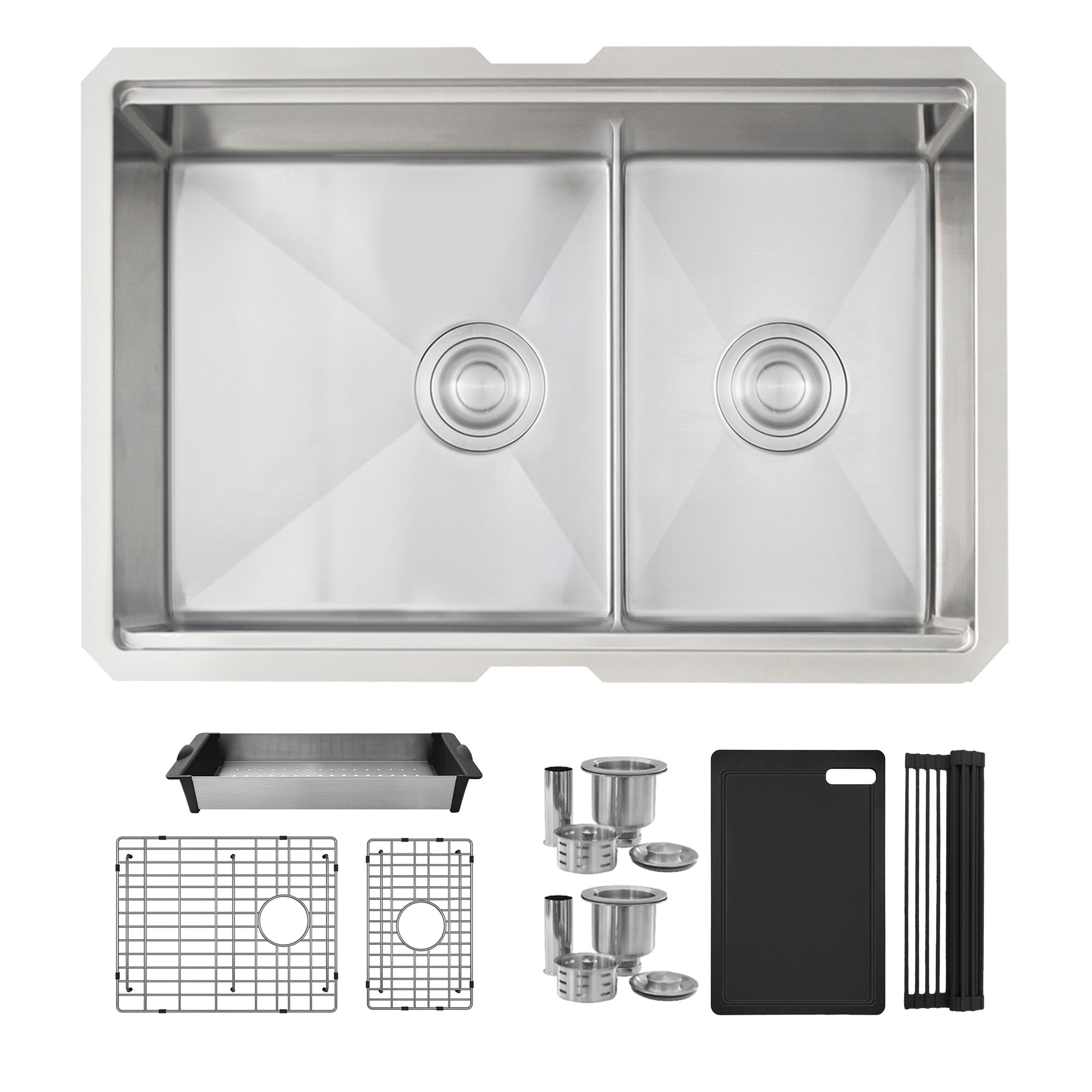 Undermount 28 inch Stainless Steel Double Bowl 60/40 Workstation ...