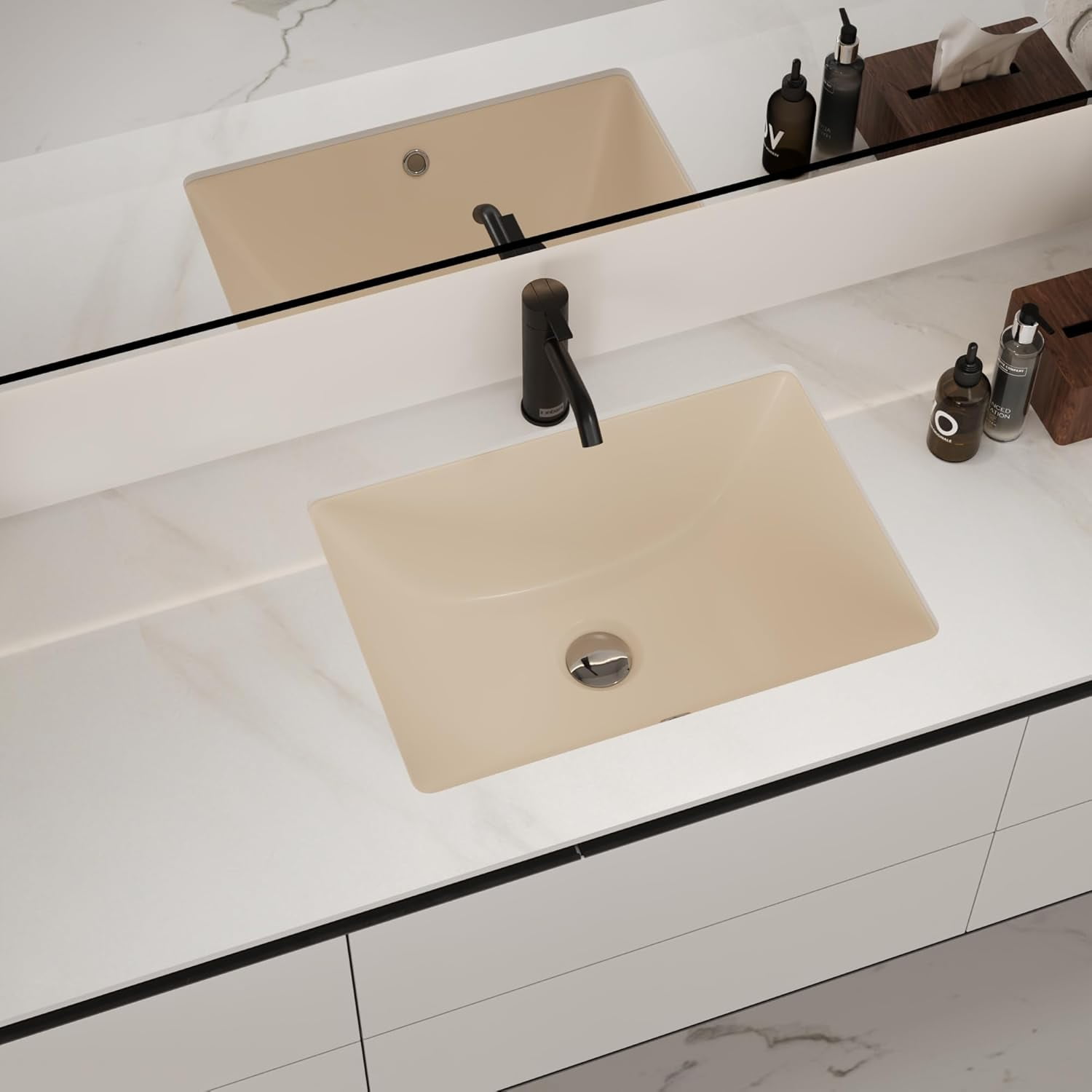 Undermount Bathroom Sink, 18" x 13" Rectangle Porcelain Finish Bathroom ...