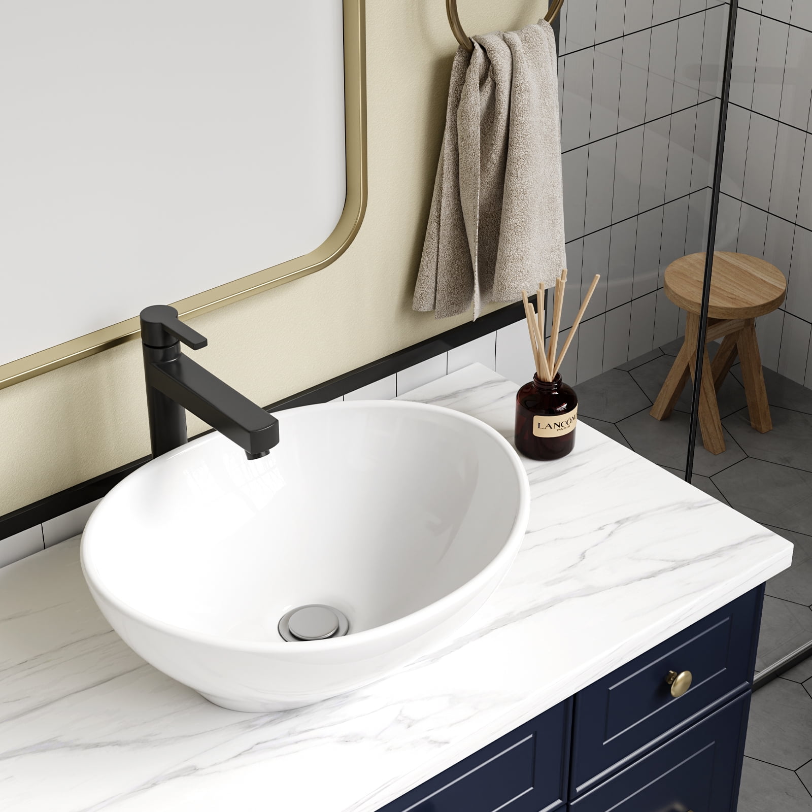 Undermount/Countertop Bathroom Sink, White Sink Undermount/Countertop ...
