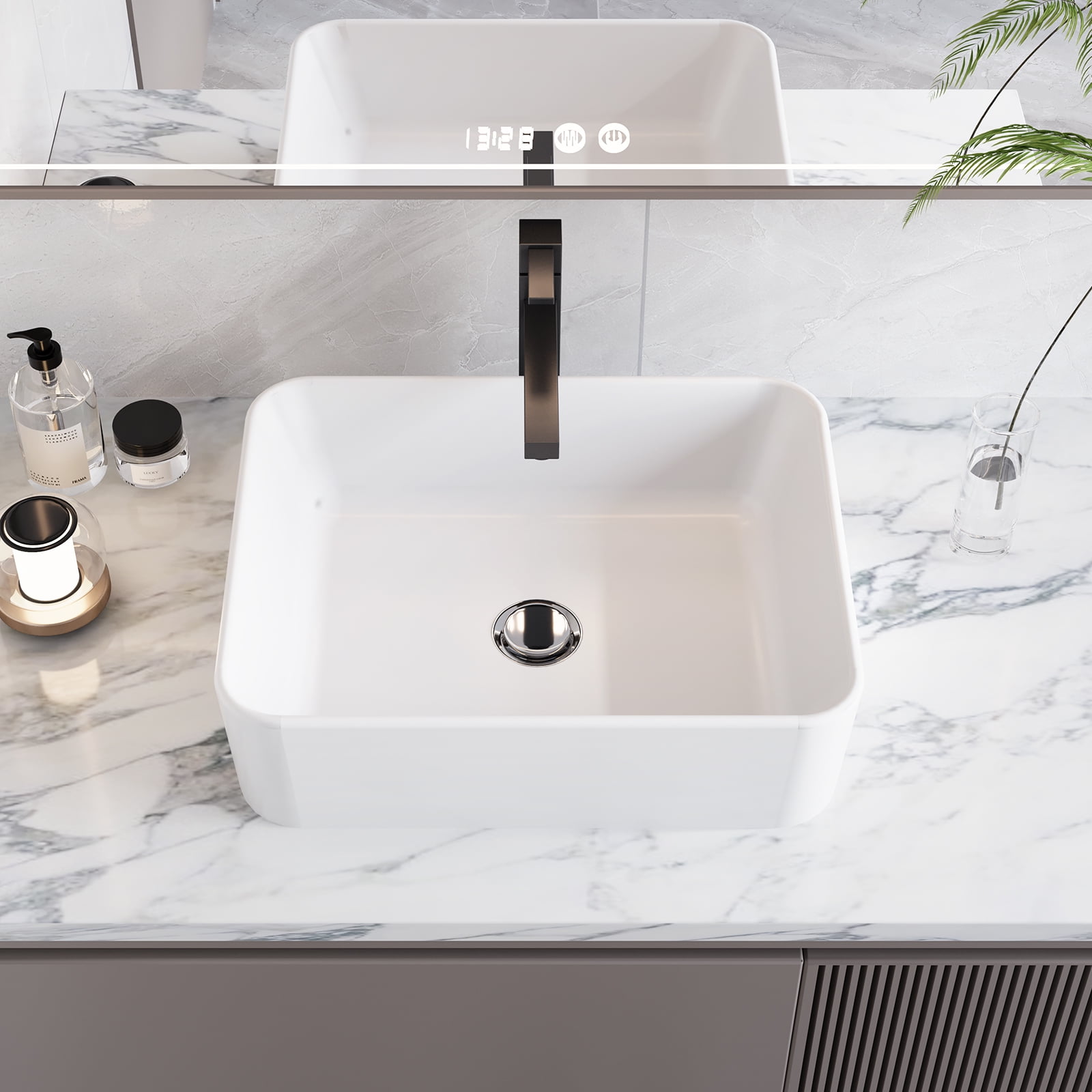 Undermount/Countertop Bathroom Sink, White Sink Undermount/Countertop ...