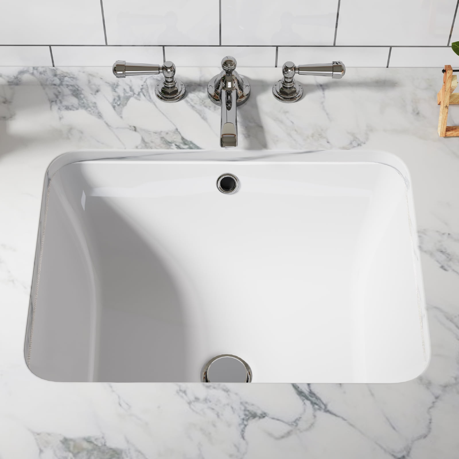 Undermount/Countertop Bathroom Sink, White Sink Undermount/Countertop ...