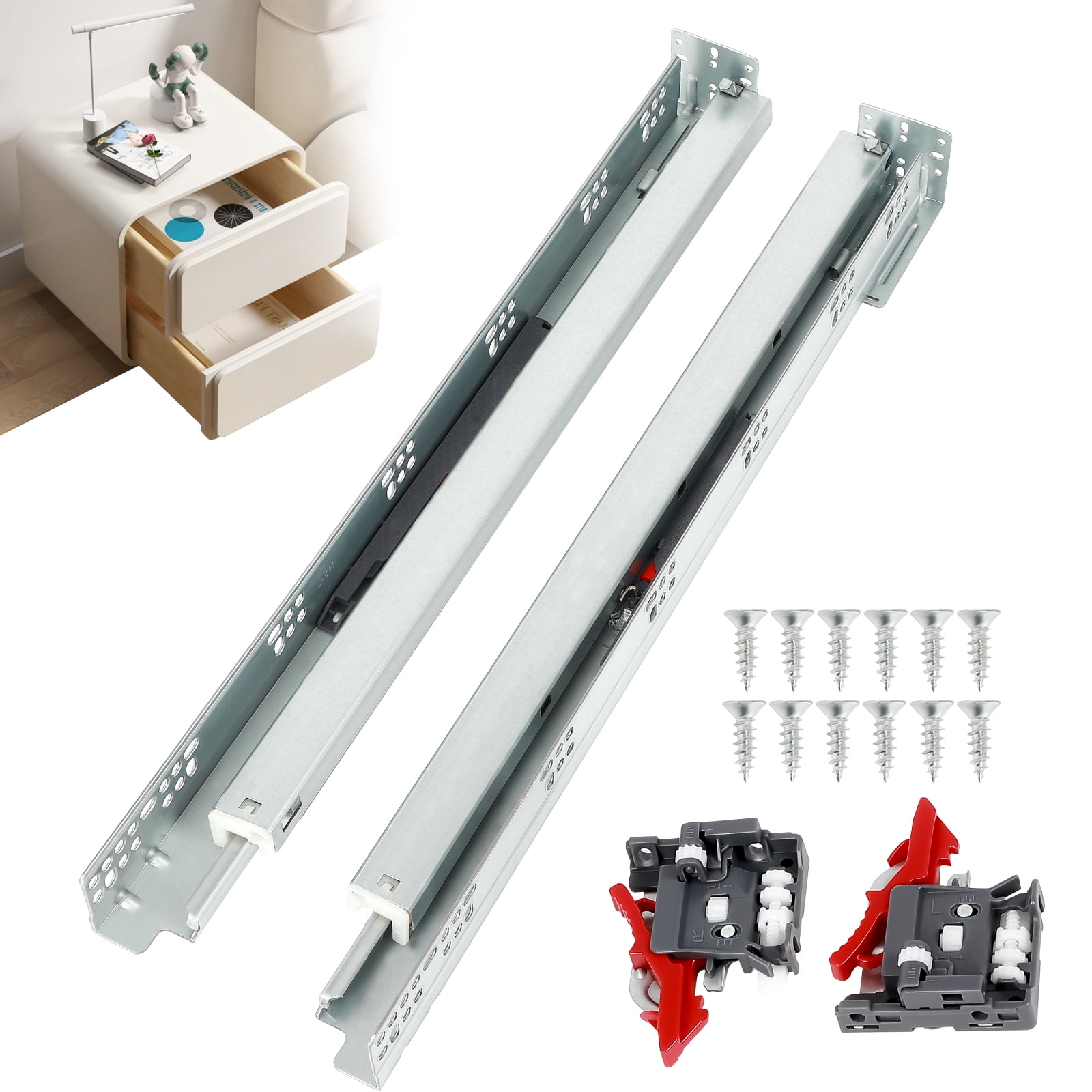 Undermount Drawer Slides 4 Pair, Soft Close Drawer Slides 21 Inch ...