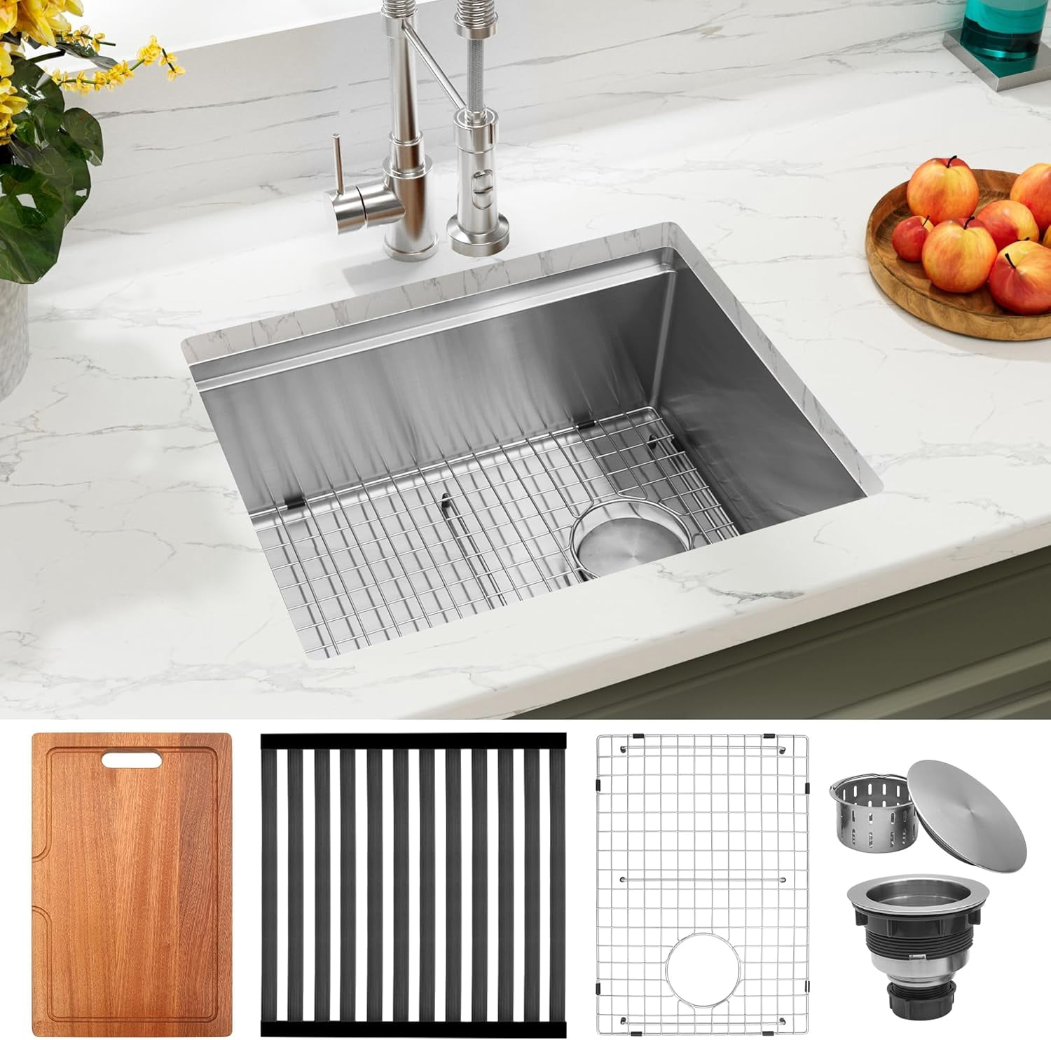 Undermount Kitchen Sink, Stainless Steel Sink 16 Gauge, Deep and Large ...