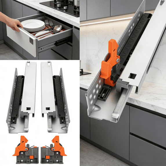 Undermount Soft Close Drawer Slides Full Extension Concealed Drawer ...