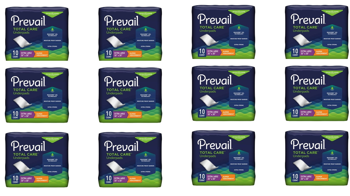 Prevail 30x30 Inch Disposable Heavy Absorbency Underpads, Case of 120 ...
