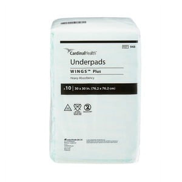 Underpad Wingsâ„¢ Plus 30 X 30 Inch Disposable Fluff / Polymer Heavy ...