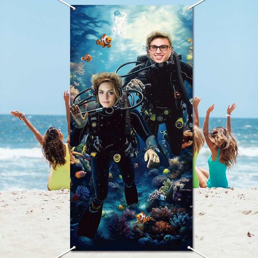 Undersea Diving Photo Door Banner 5.9x3ft Underwater World Diver Photo ...