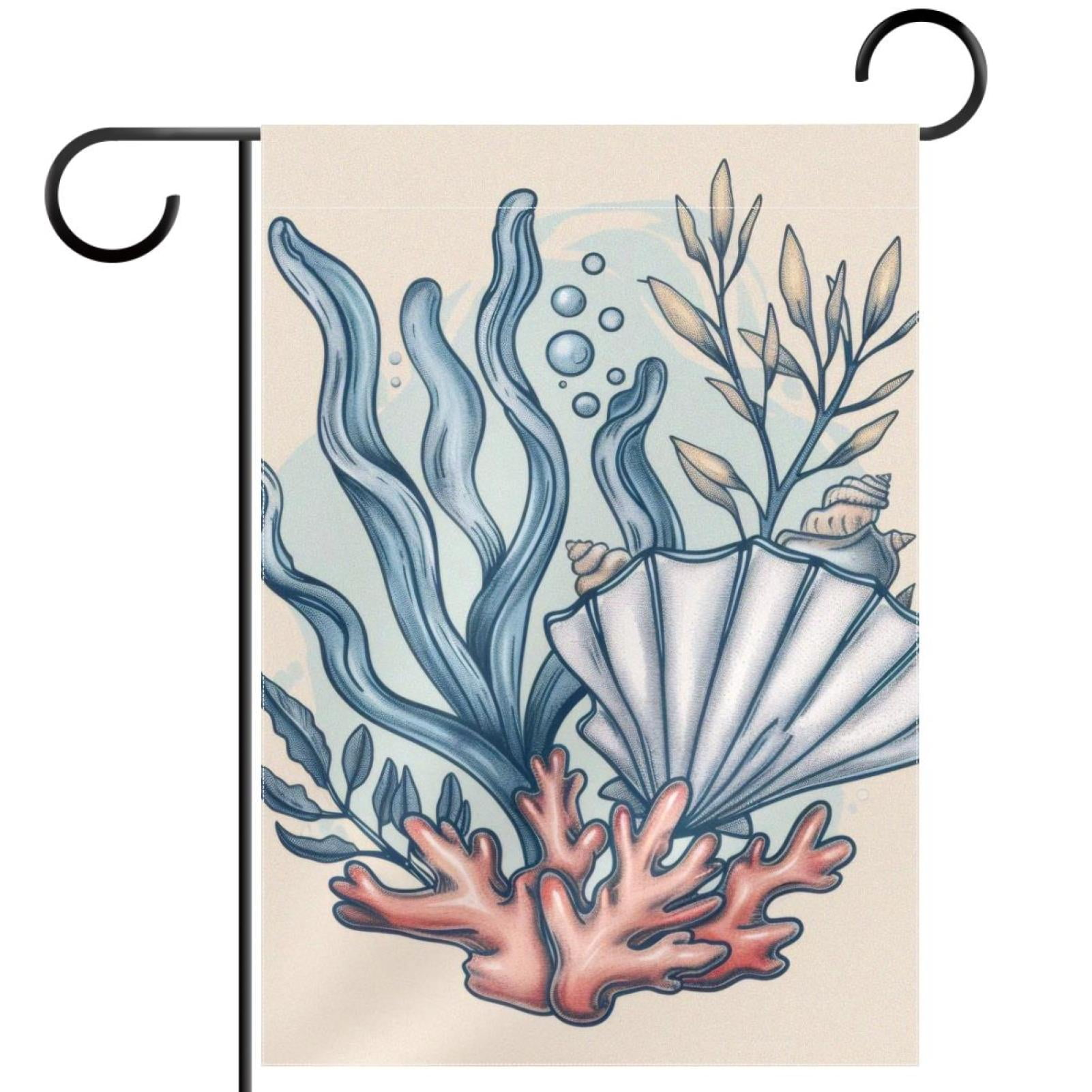 Undersea Life Seashells Corals Double Sided Garden Flag Decorative ...