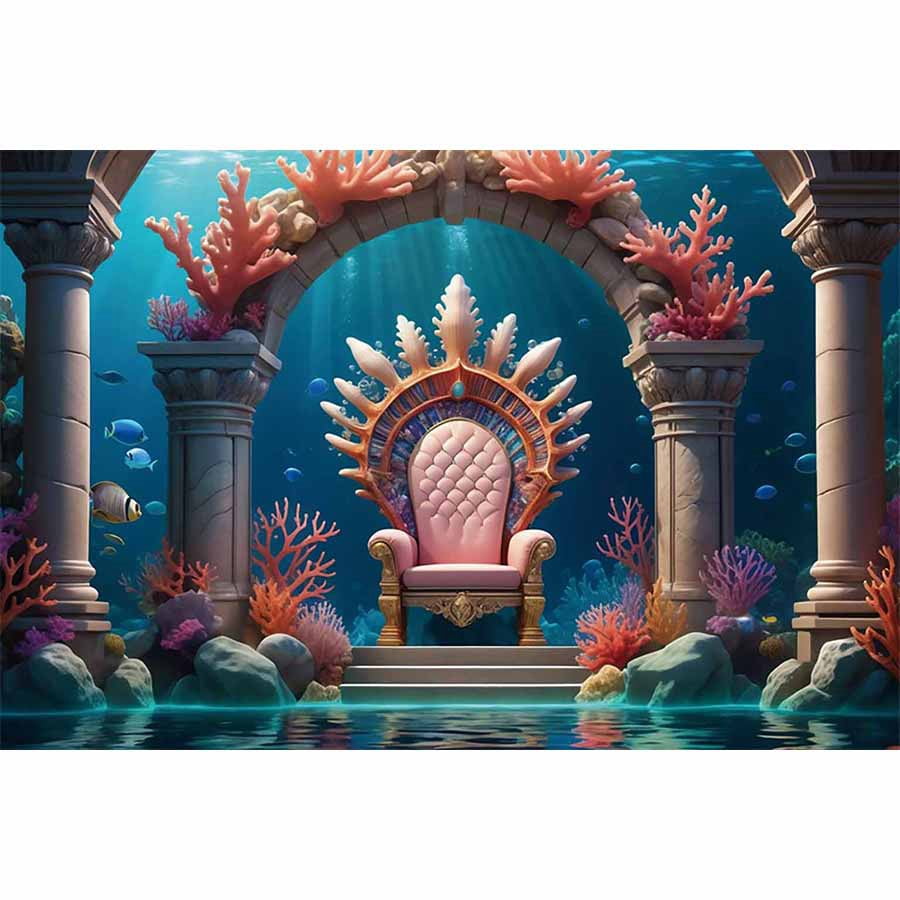Undersea Thr Birthday Photography Background Baby Mermaid Party ...