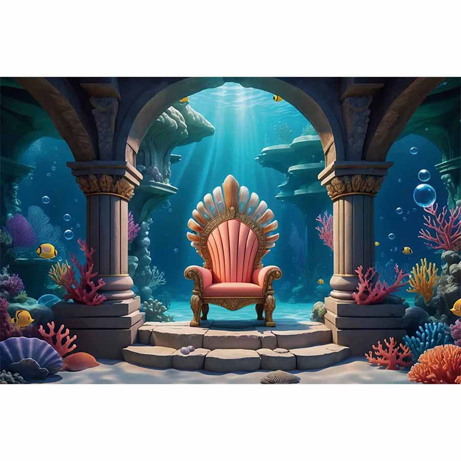 Undersea Thr Birthday Photography Background Baby Mermaid Party ...