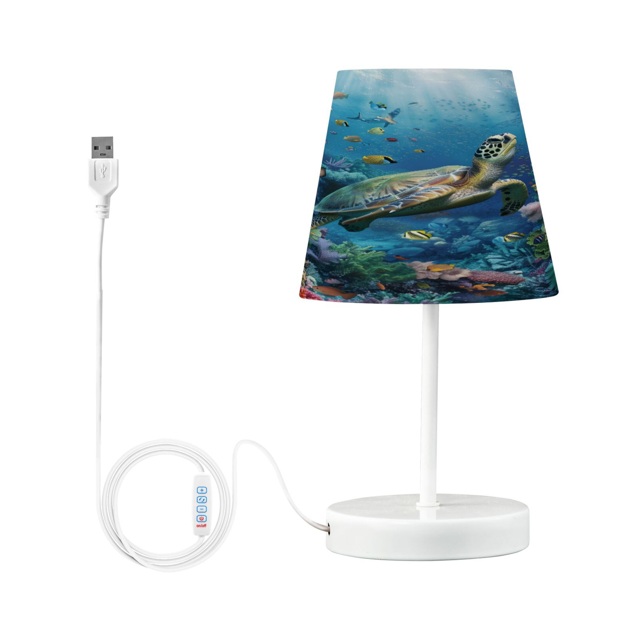 Undersea Turtle and Fish Desk Lamp LED Table Nightstand Lamps with 3 ...