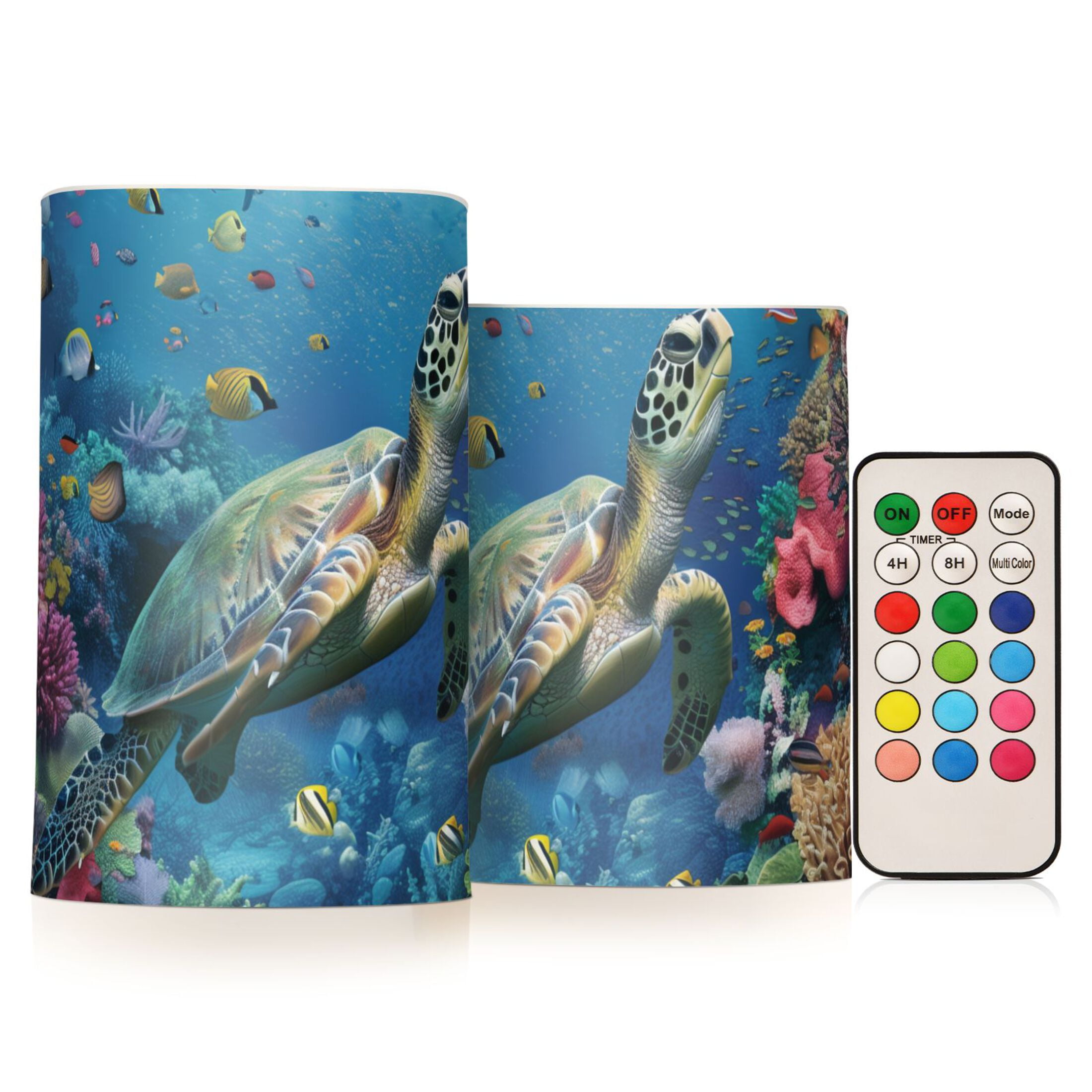 Undersea Turtle and Fish Flameless Candles with Remote Timer LED ...