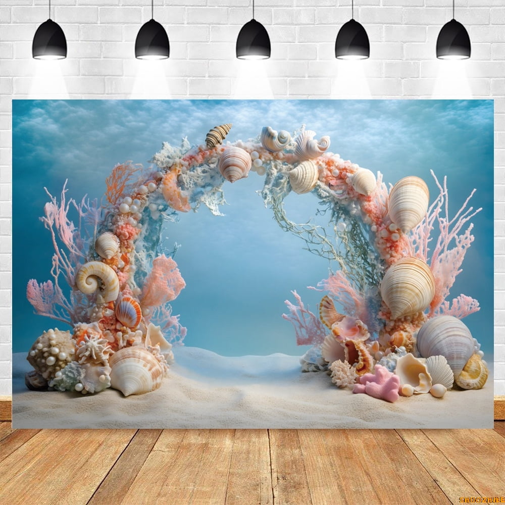 Undersea World Backdrop Sea Underwater Plants Coral Shell Baby Shower ...