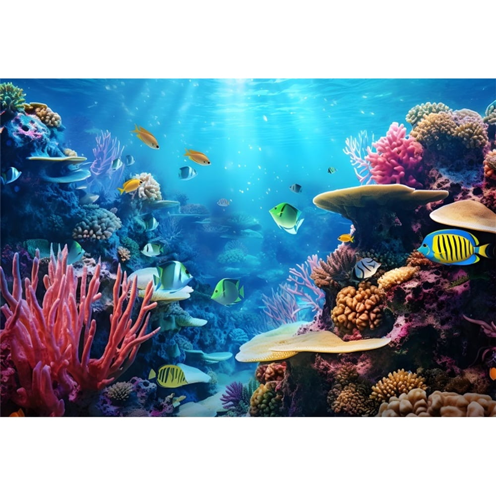 Undersea World Seabed Photography Backdrop Summer Ocean Underwater Fish ...
