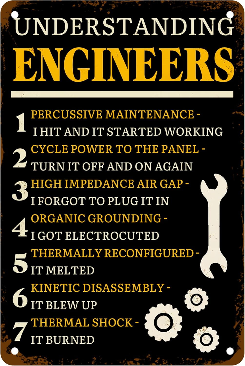 Understanding Engineers Sign Metal Tin Signs, Funny Sarcastic Engineering Poster For Home Office ...