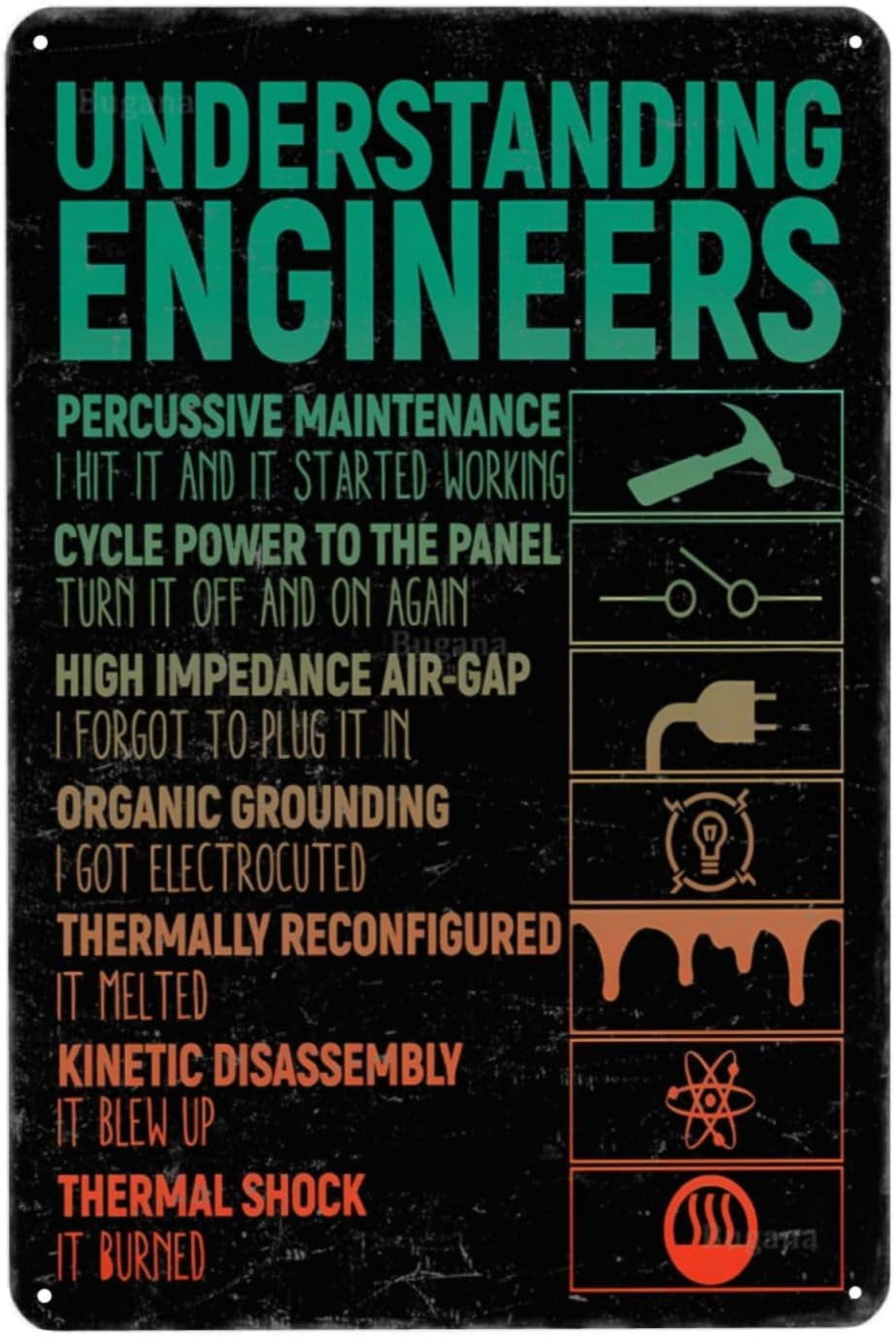 Understanding Engineers Vintage Metal Sign, Retro Tin Signs Posters for ...