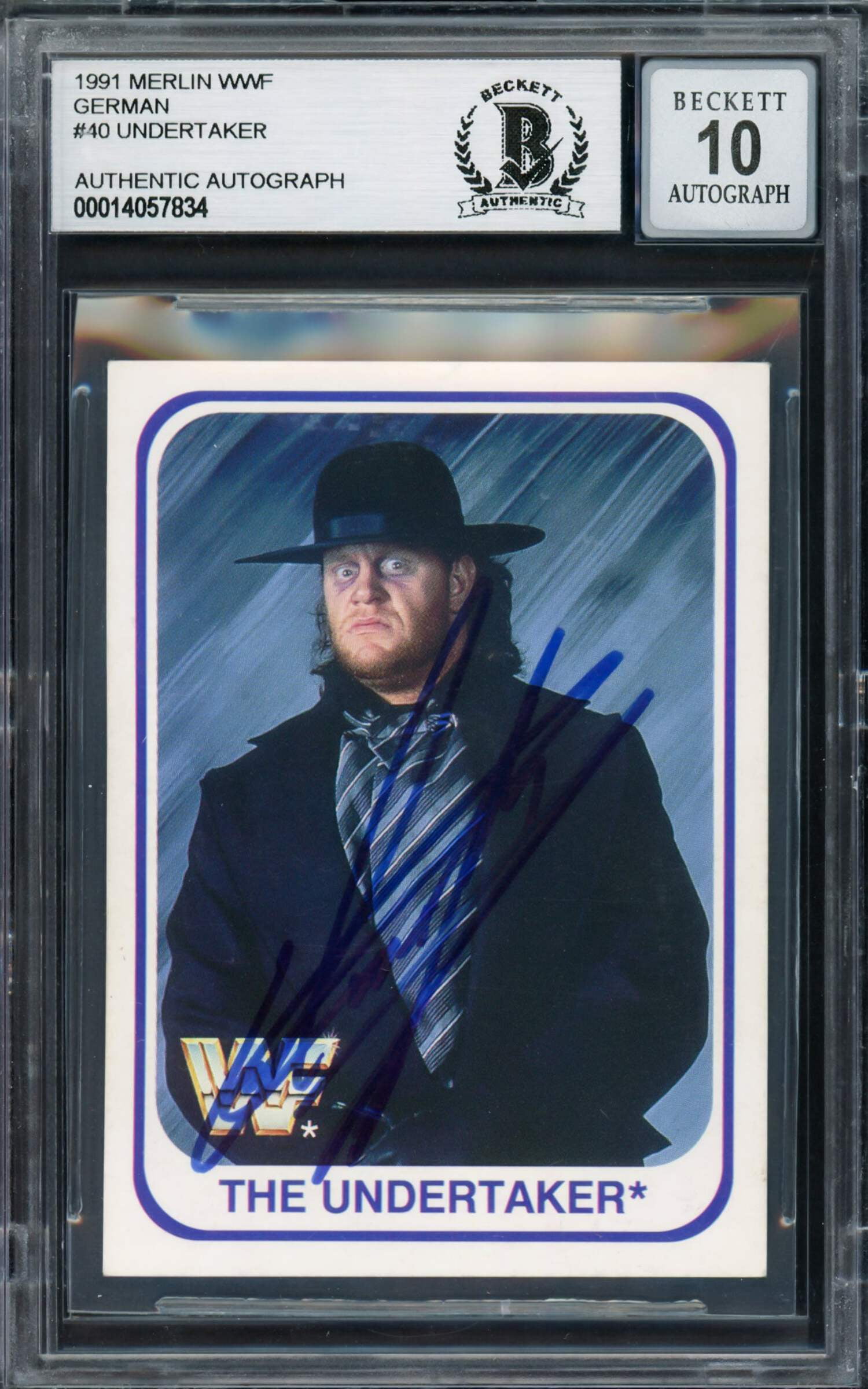 Undertaker Autographed 1991 Merlin WWF German Rookie Card #40 Auto ...