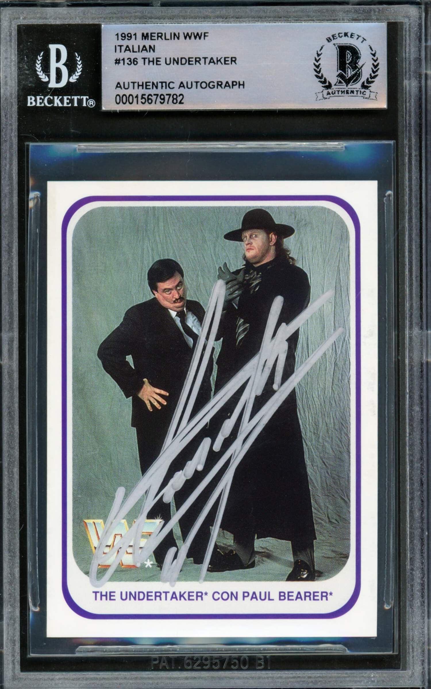 Undertaker Autographed 1991 Merlin WWF Italian Rookie Card #136 Beckett ...