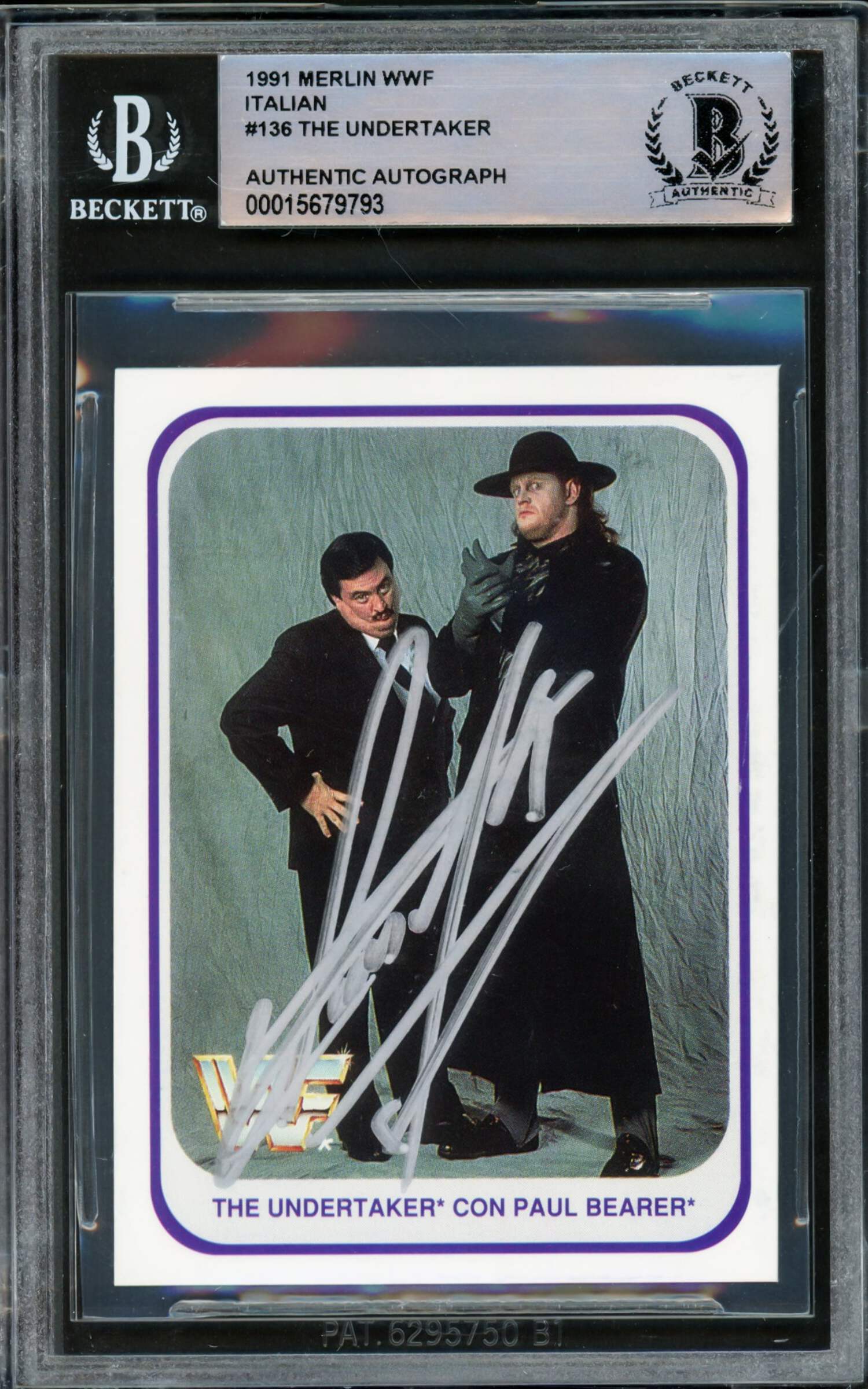 Undertaker Autographed 1991 Merlin WWF Italian Rookie Card #136 Beckett ...