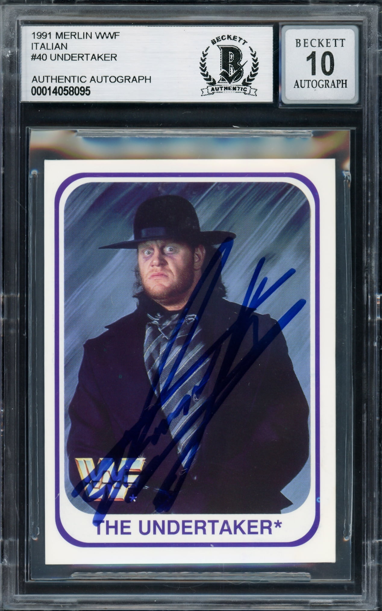 Undertaker Autographed 1991 Merlin WWF Italian Rookie Card #40 Auto ...