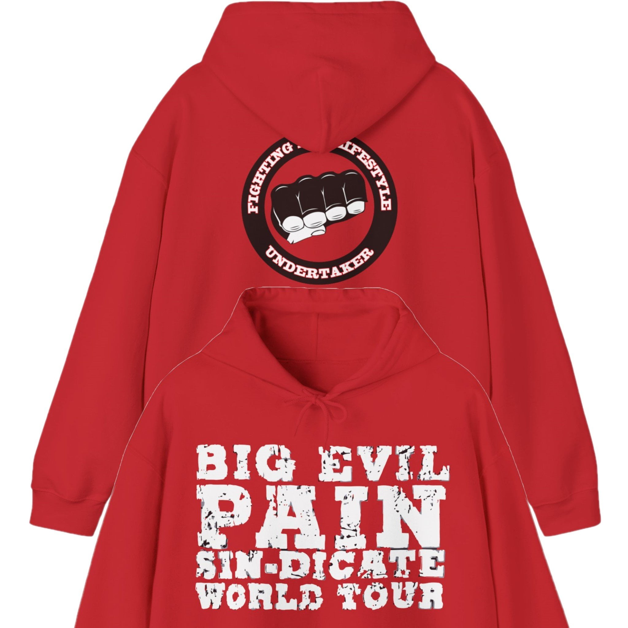 Undertaker Big Evil Pain Sin-Dicate World Tour Red Pullover Hoody ...