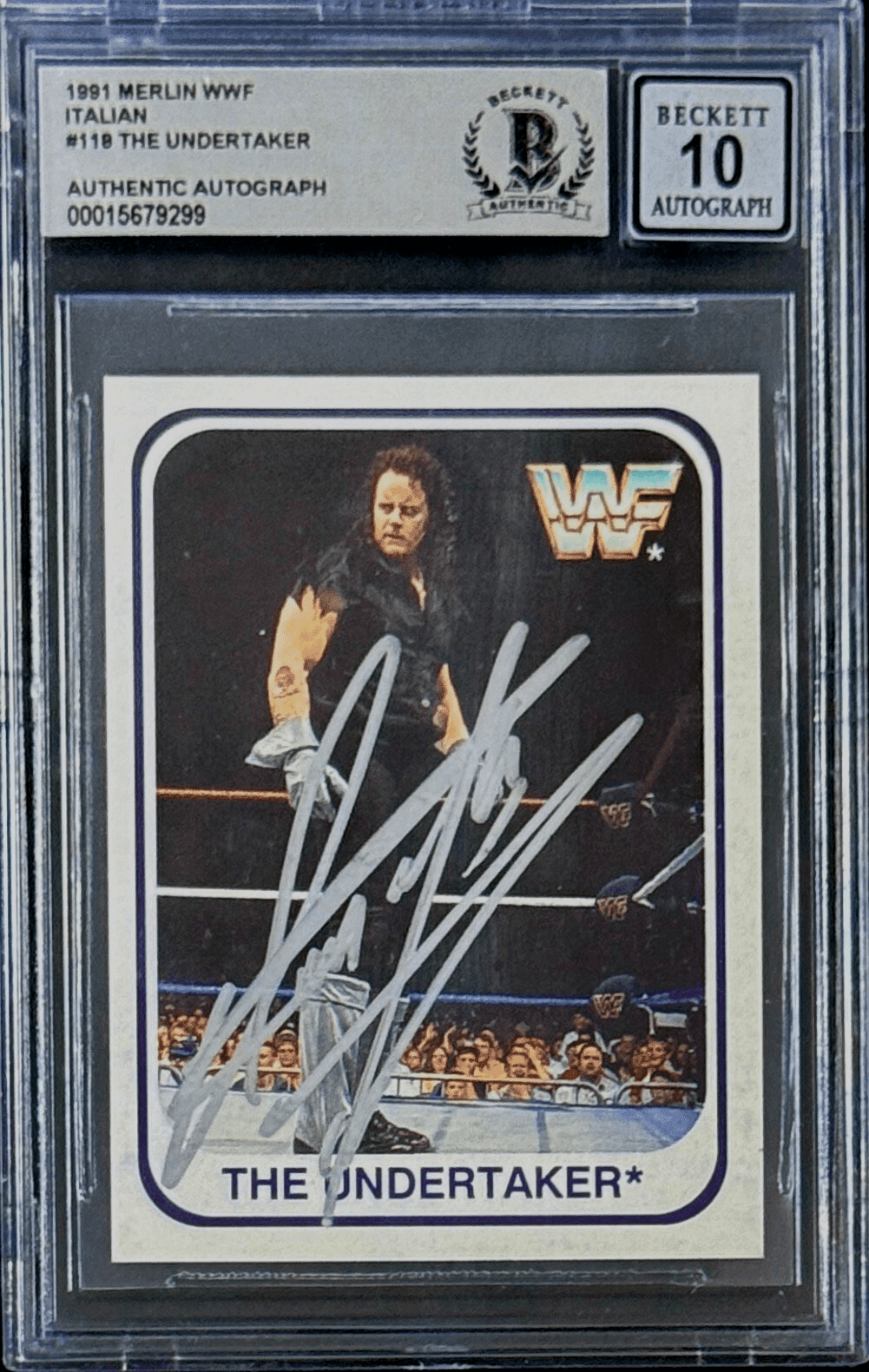 Undertaker Signed 1991 Merlin WWF Italian Card #118 Beckett 15679299 ...
