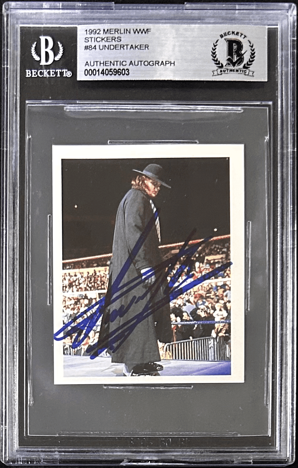 Undertaker Signed 1992 Merlin WWF WWE Stickers Card #84 Beckett ...