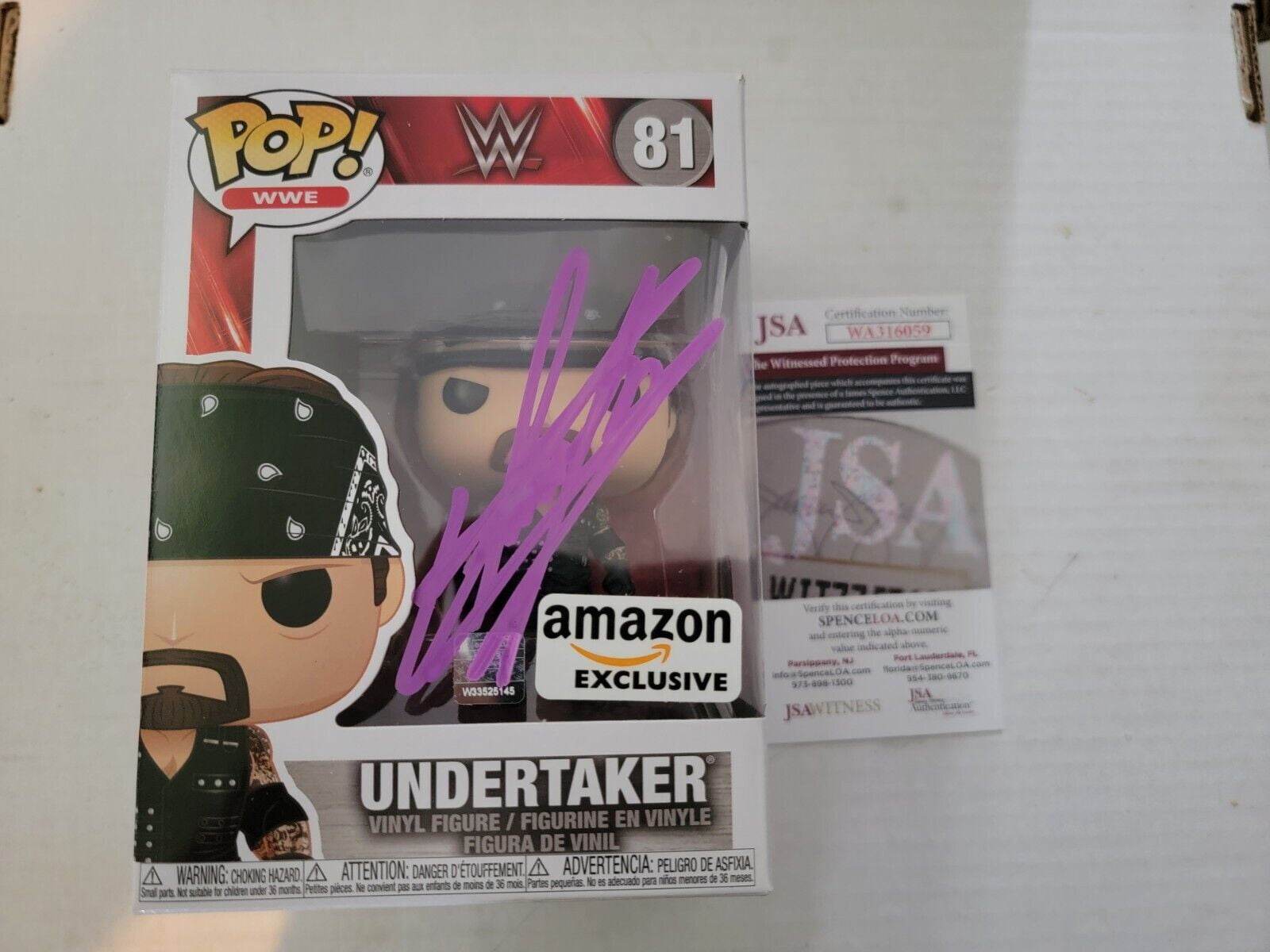 Undertaker signature signature Funko POP Boneyard #81 JSA EXCLUSIVE ...