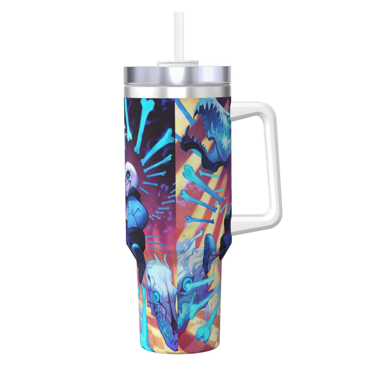 Undertale 40oz Ice Bully With Handle Straw And Lid, Print Stainless ...