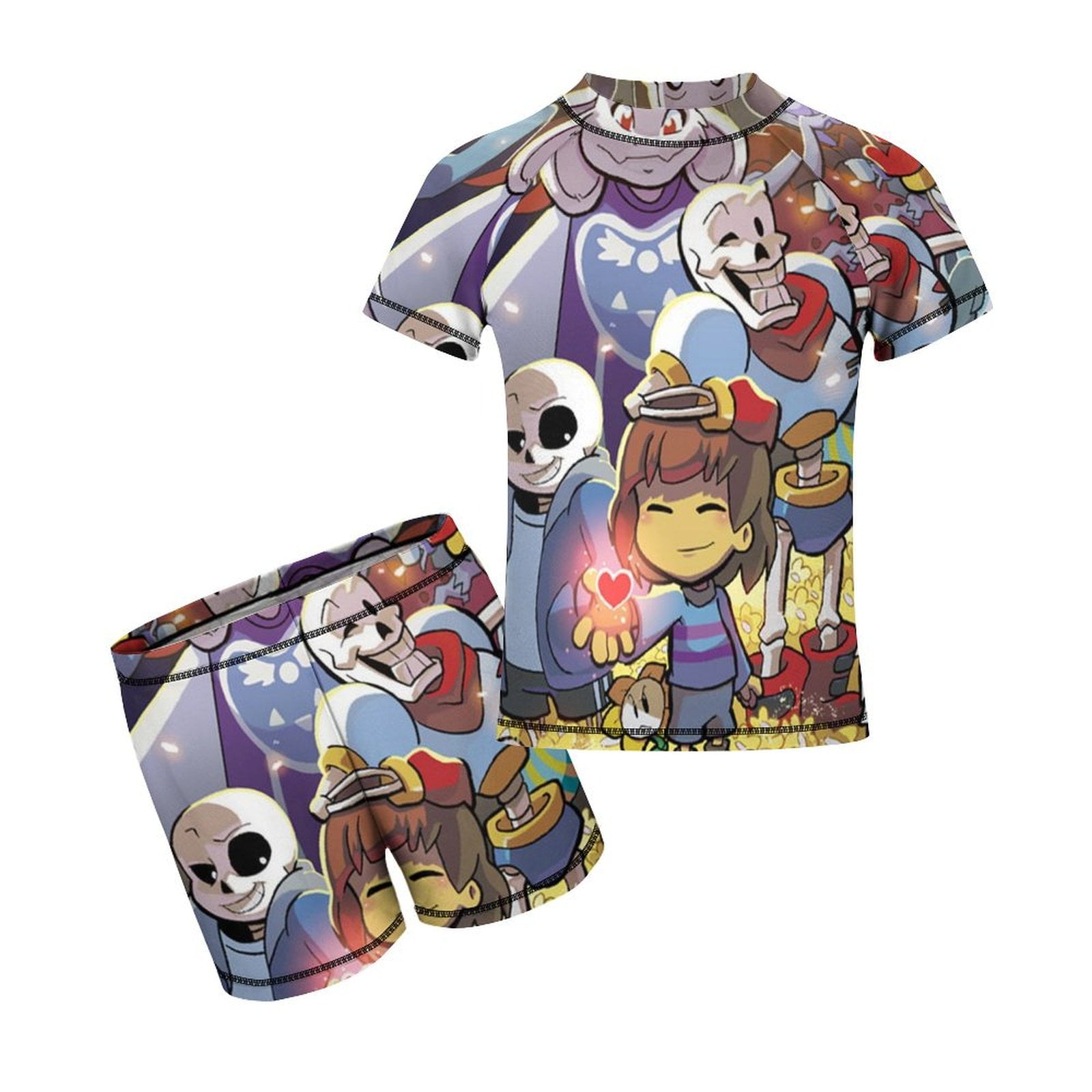 Undertale Adventure Boy's Swimsuit Short Sleeve T Shirt Swim Trunks ...