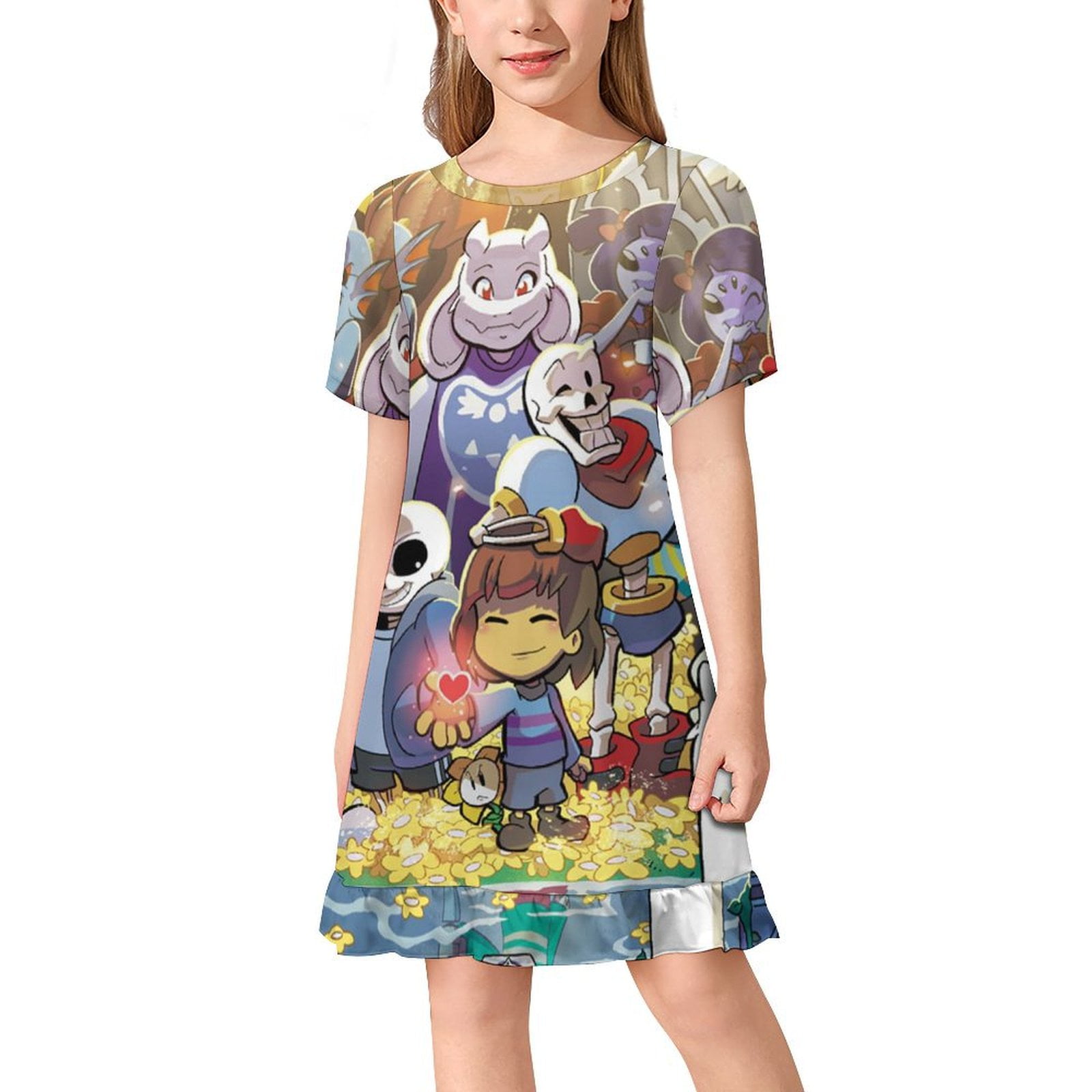 Undertale Adventure Children's Short Sleeved Dress 3D Printed Classical ...