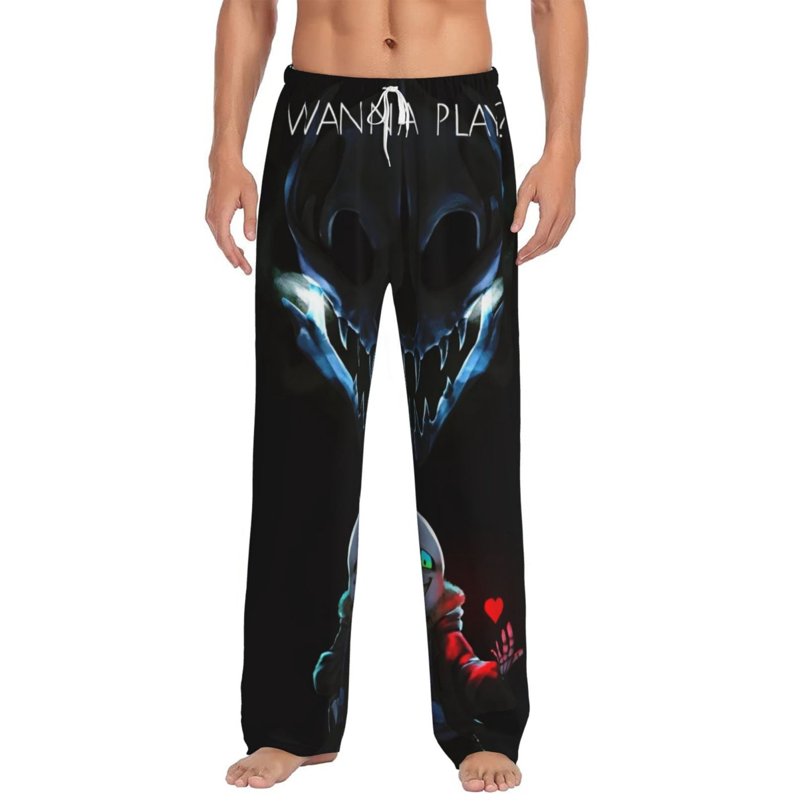 Undertale Anime Cartoon All-Over Print Men'S Black Pajama Pants ...
