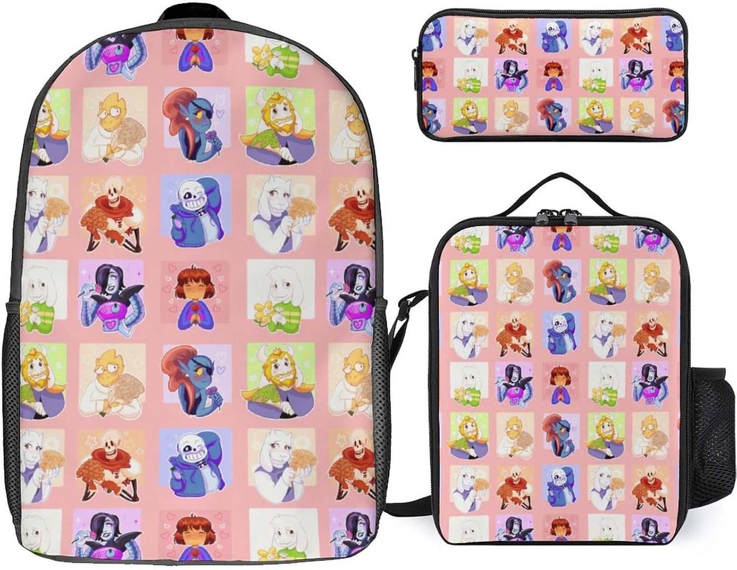 Undertale Backpack with Lunch Box Pencil Case 3 Piece Set Laptop ...