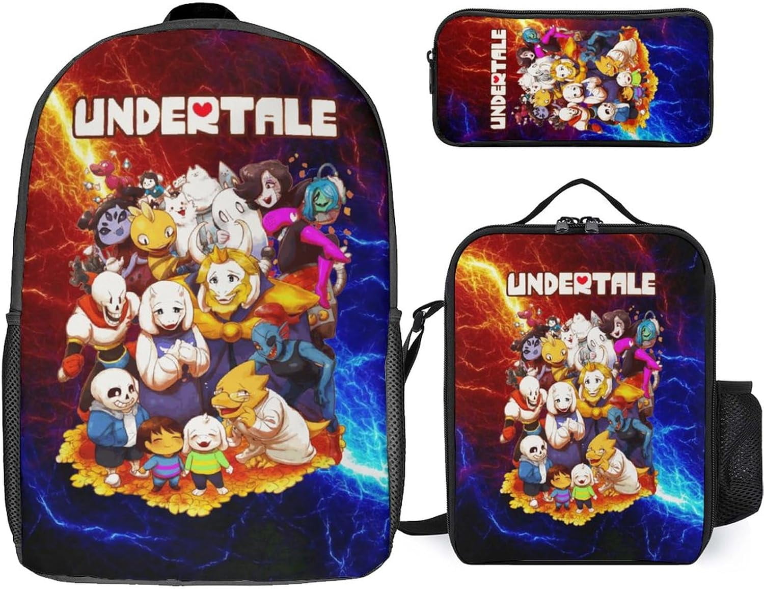 Undertale Backpack with Lunch Box Pencil Case 3 Piece Set Laptop ...