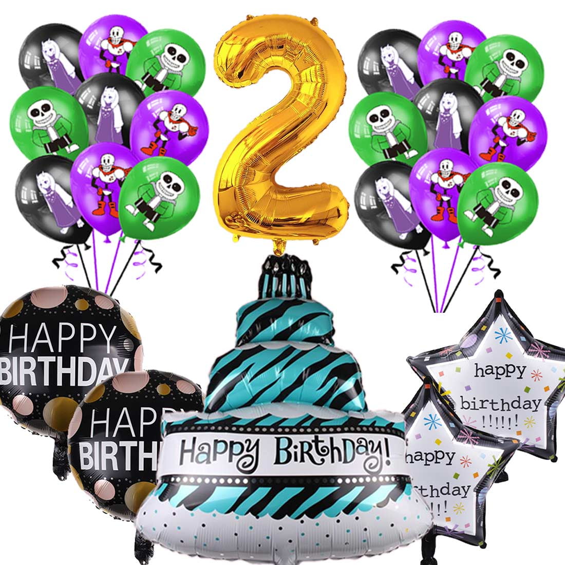 Undertale Balloons Party Supplies 2nd Big Number Decorations Birthday ...