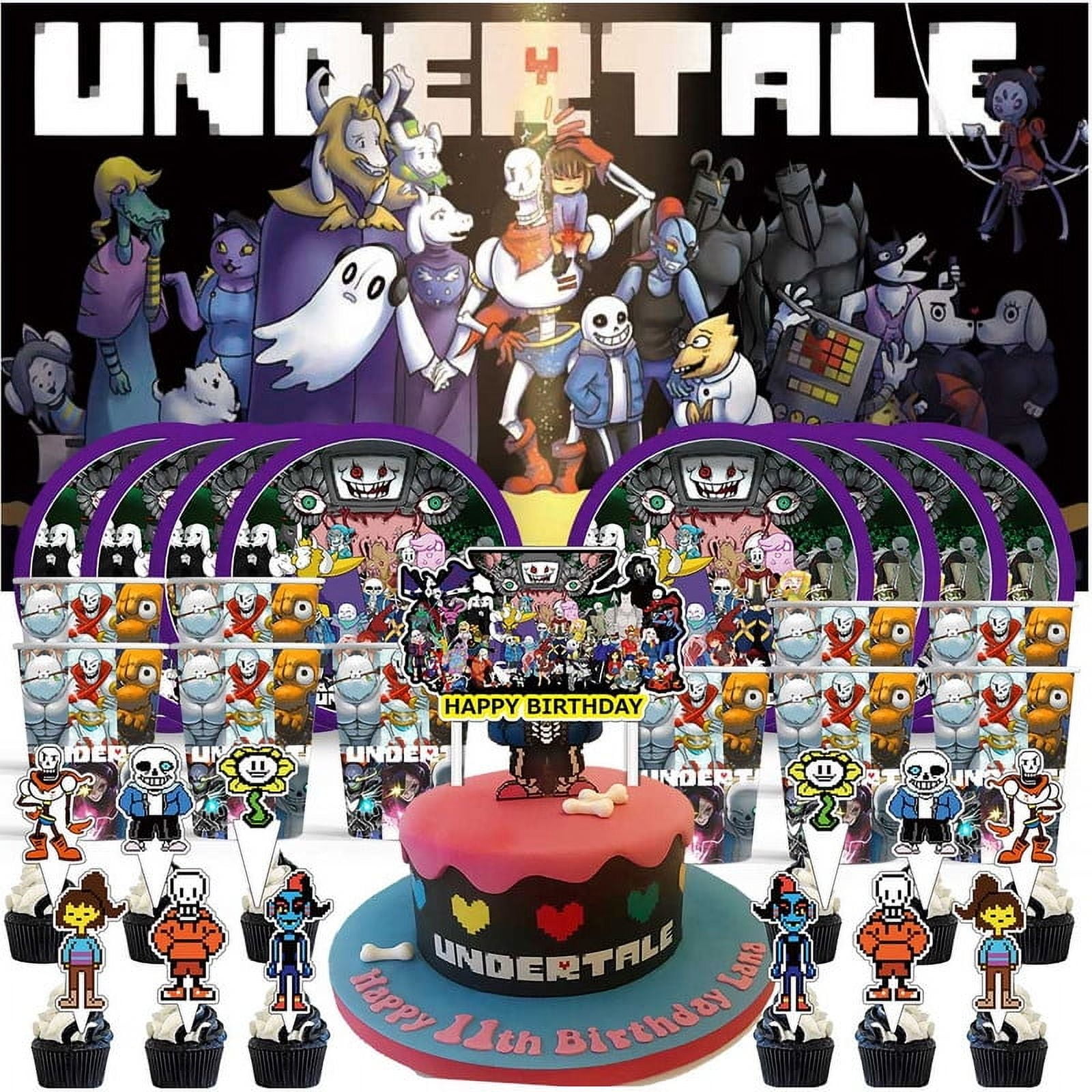 Undertale Decor Backdrop Plates Birthday Cups Party Supplies Fans ...