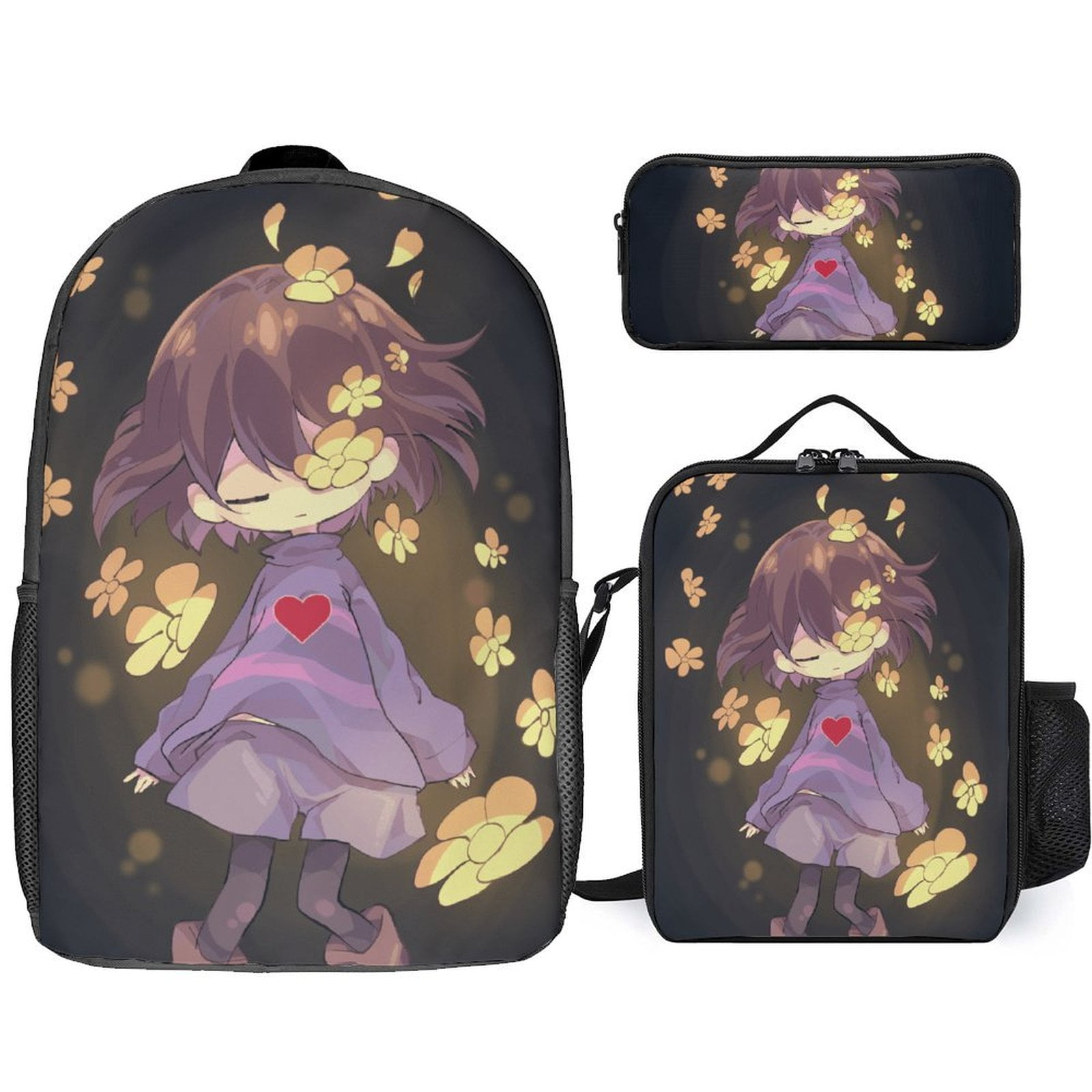 Undertale Frisk Schoolbag With Lunch Bag Pencil Case Set Unisex Laptop ...
